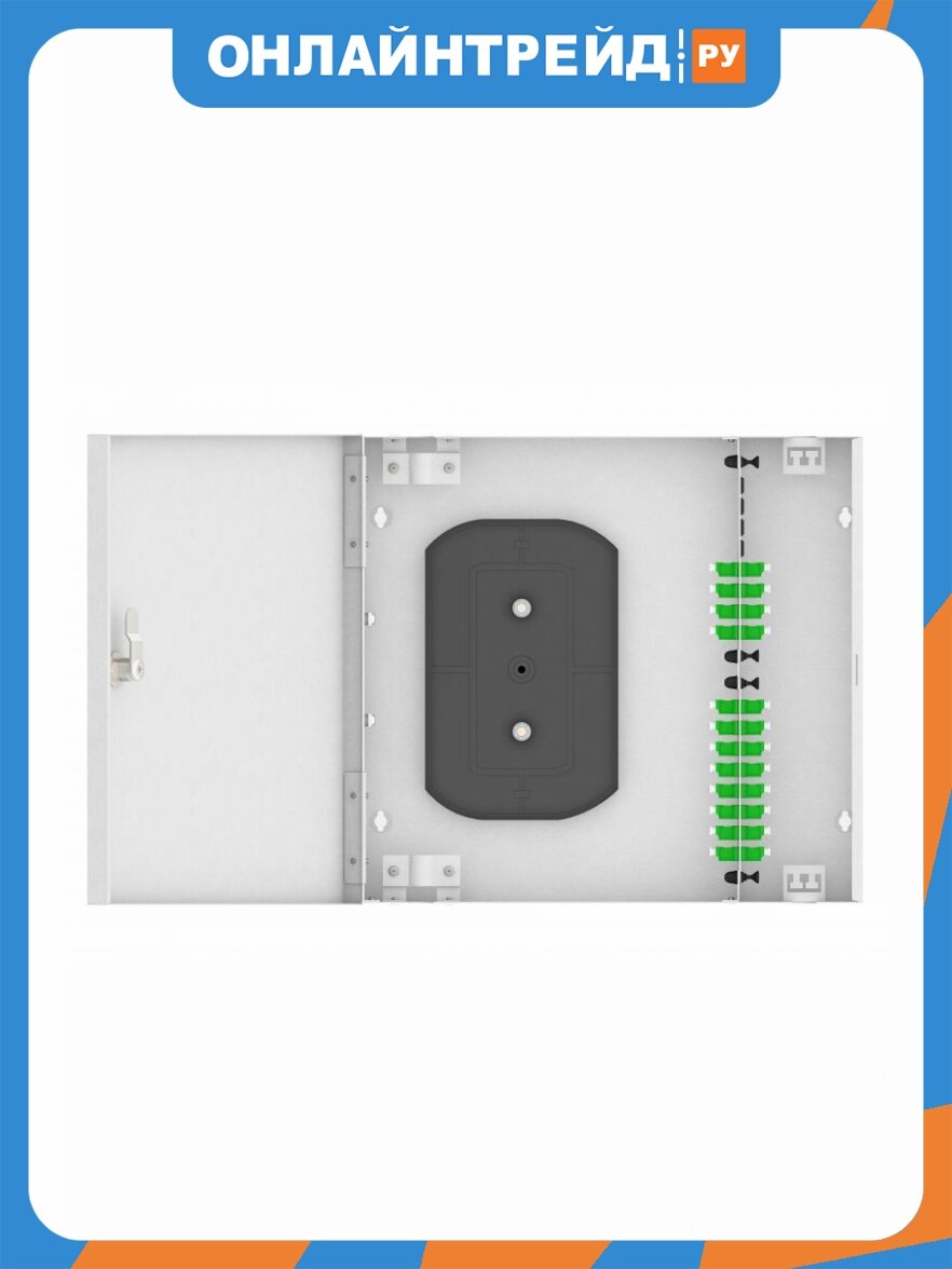 Кросс оптический Toplan , настенный, 24 LC/APC адаптера, SM, укомплектованный (КРН-Top-24LC/A-OS2-GY)