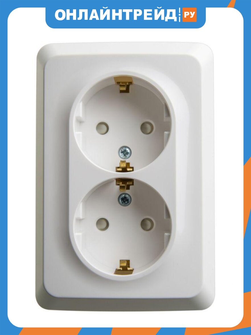 Розетка Systeme Electric (schneider Electric) SCHNEIDER ELECTRIC 2-ая угловая с/з со шторками 16А 250B SE Этюд наруж, Белый, PA16-108B