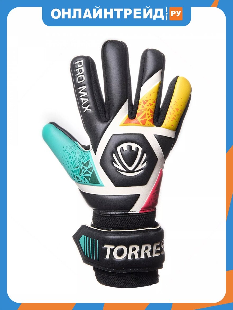 Перчатки вратарские Torres Pro Max, FG0523202-8, р.8, 3 мм латекс, манжет на липучке, черно-мультиколор