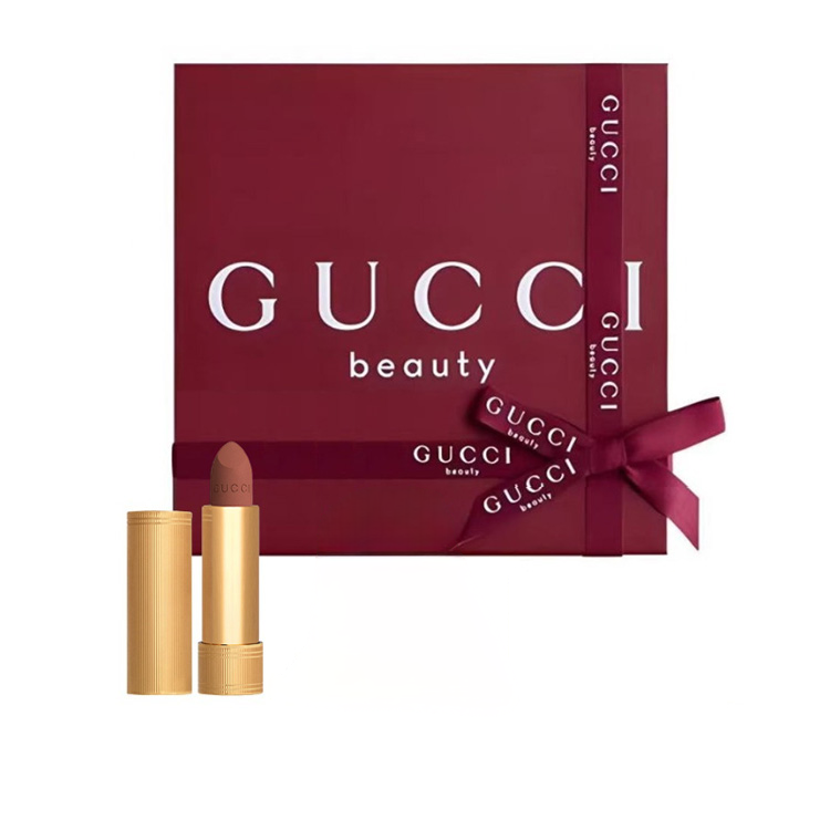 Помада для губ женская GUCCI Pleuche Golden Tube Matte Lipstick, оттенок Velvet Mist #122, 3.5 г