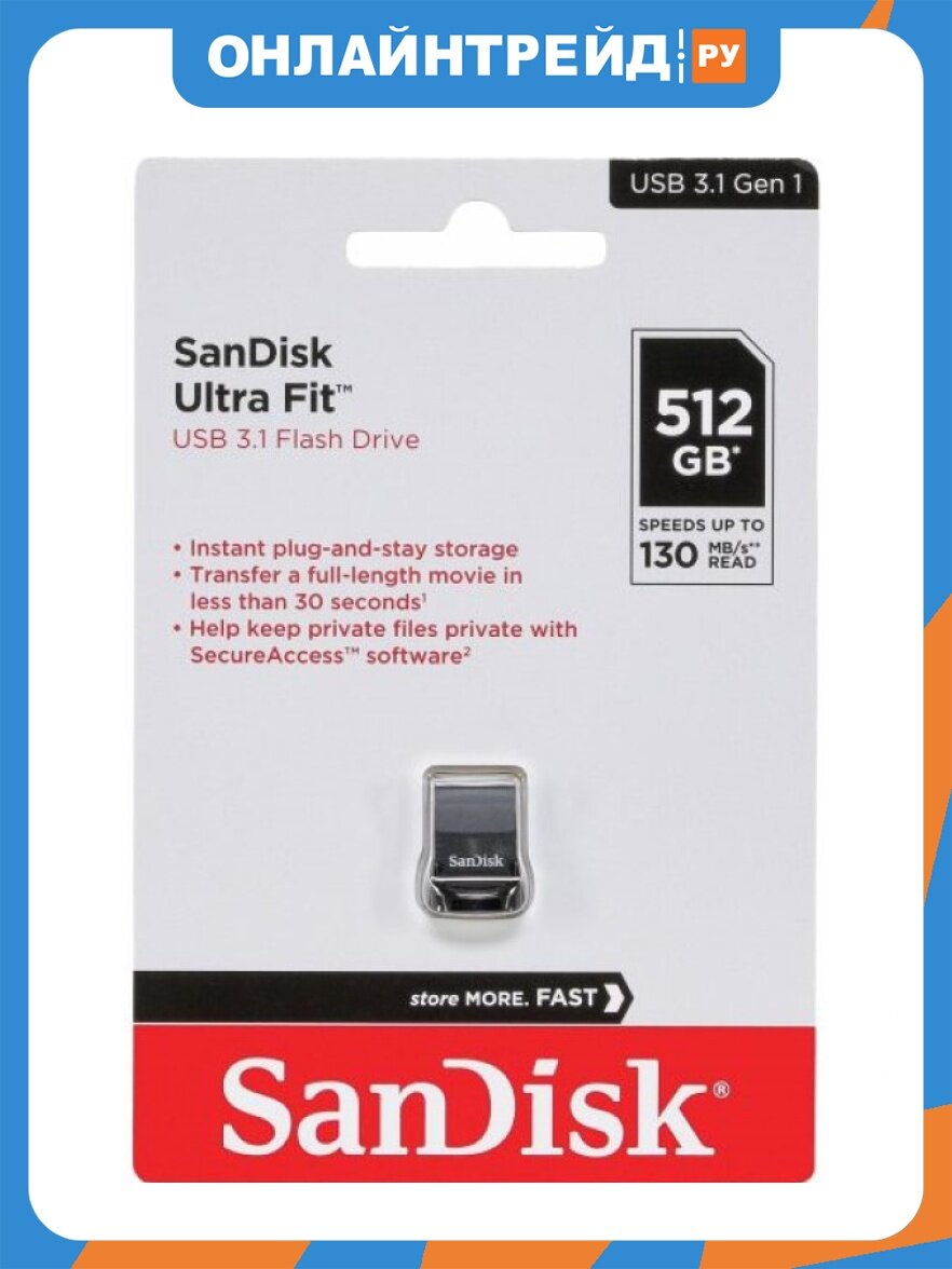 USB флешка Sandisk 512Gb Ultra Fit USB 3.1 Gen 1 (150/30 Mb/s)