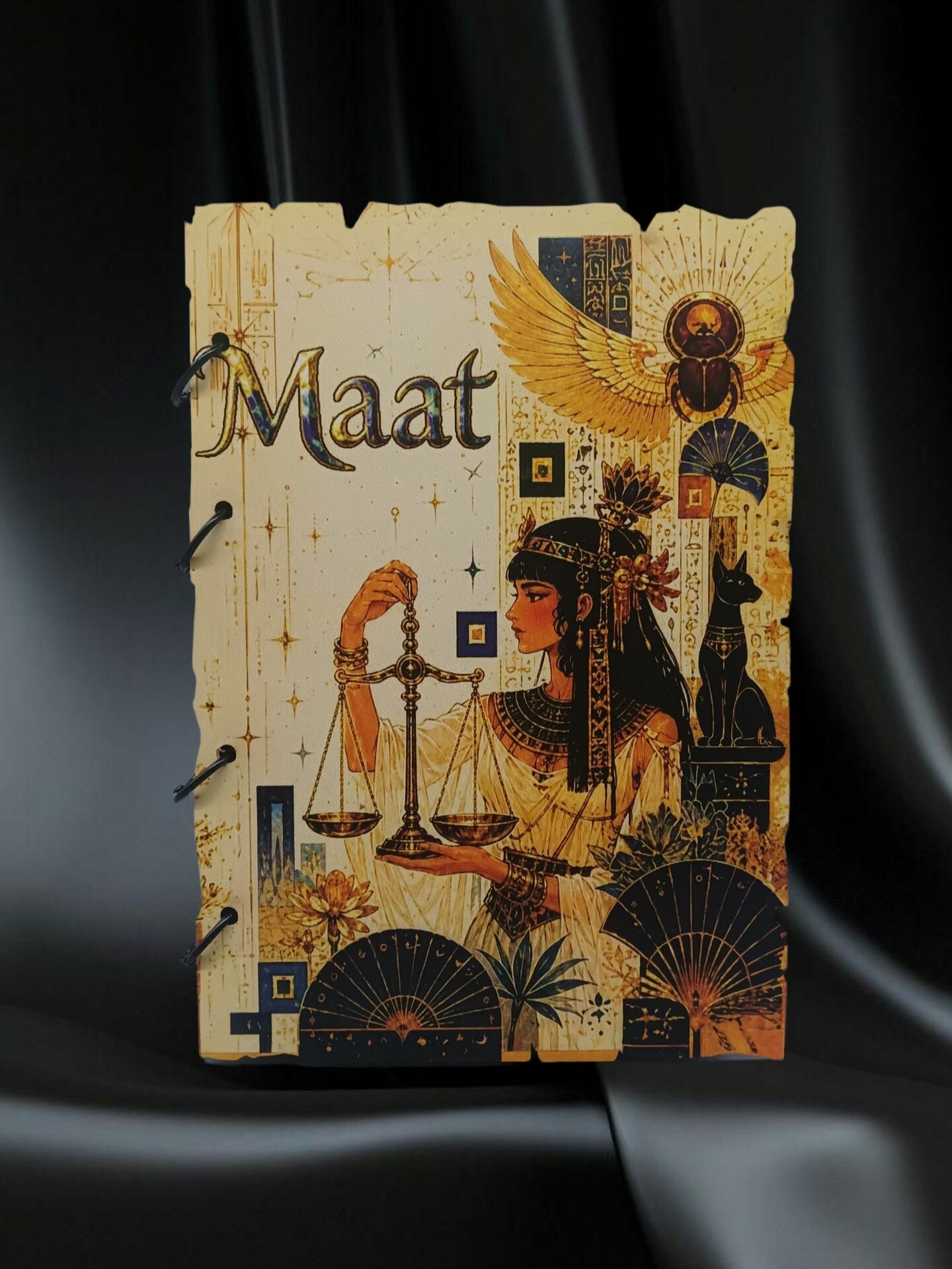 Маат, Гримуар Богини (алтарный), обложка-дерево(ХДФ), листы-крафт