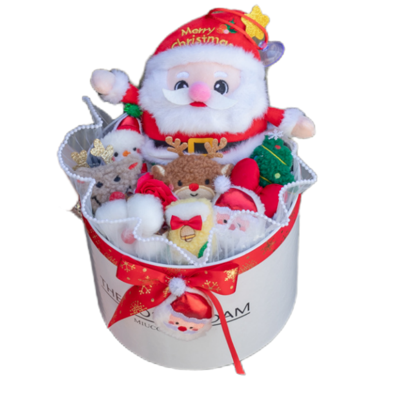 Плюшевый букет унисекс XIONGJUN Santa Claus Round Hug Bucket-27*20CM