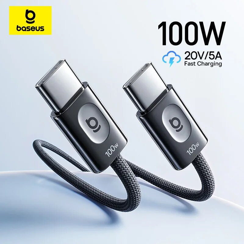 Baseus кабель USB Type-C - Type-C 1.2m, 60W Black — фото 1