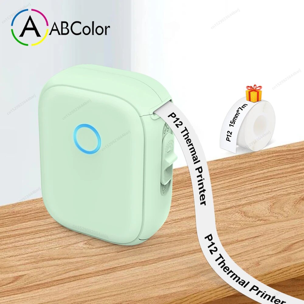 Термопринтер этикеток Ecowell P12 Голубой, Green Printer
