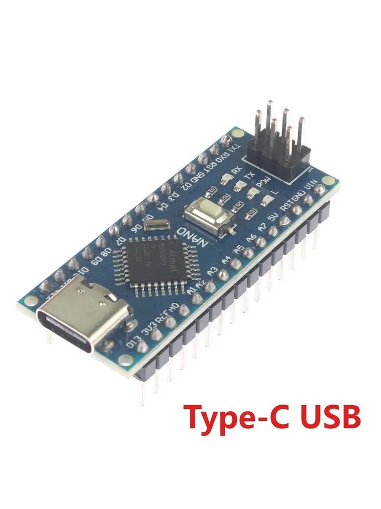 Плата Arduino Nano V3.0, Type-C, CH340, ATmega328P, 16МГц, совместимая, 1шт