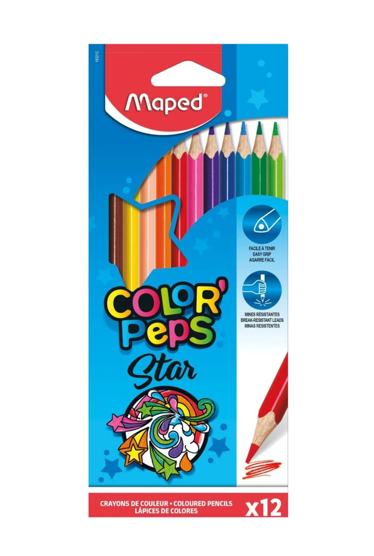 Набор цветных карандашей Maped Color'Peps, трехгранный, в картонной коробке, 12 цветов