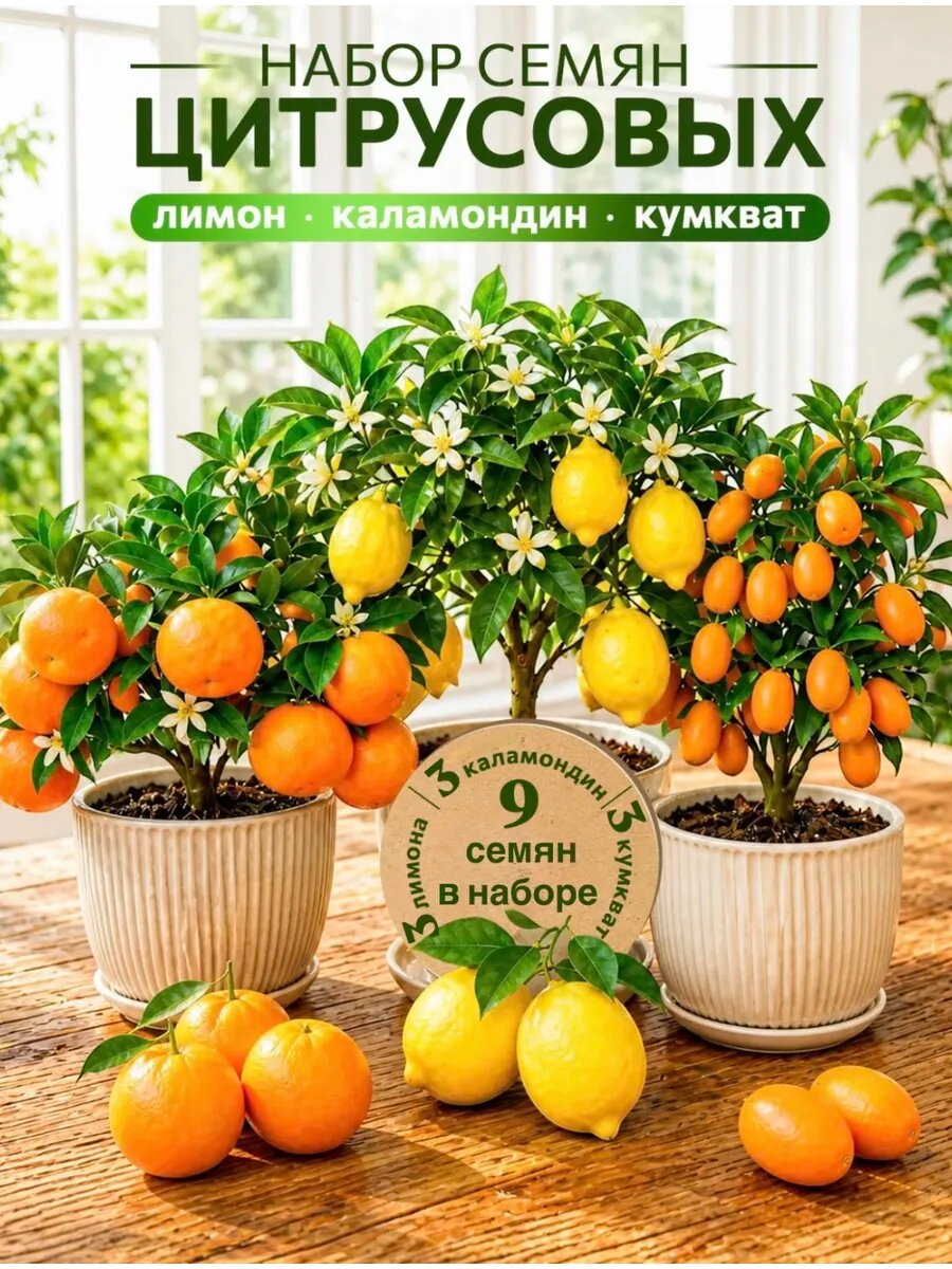 Набор семян Лимон Мейера Кумкват Каламондин 9 шт. Про Растения