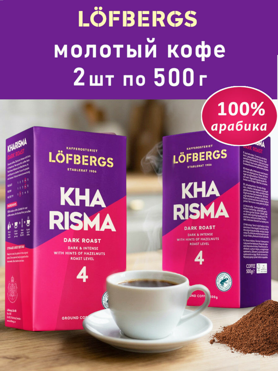 Кофе натуральный Lofbergs Kharisma молотый, арабика 2шт по 500г
