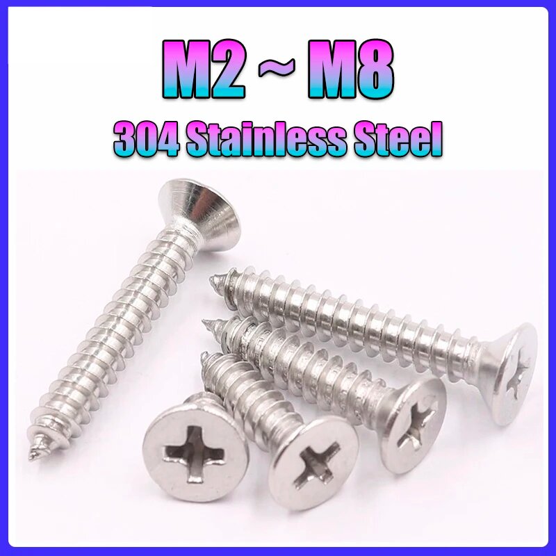 Саморезы с потайной головкой Phillips из нержавеющей стали M2-M8 M2-200Pcs, 12mm