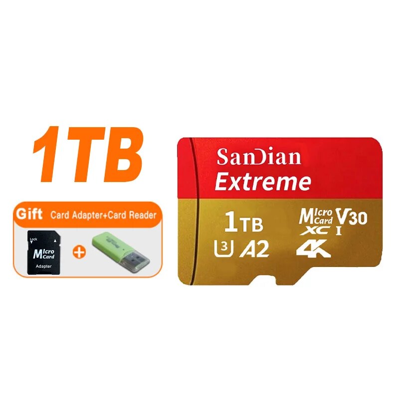 SanDisk Extreme 1TB MicroSD карта памяти с адаптером и кард-ридером