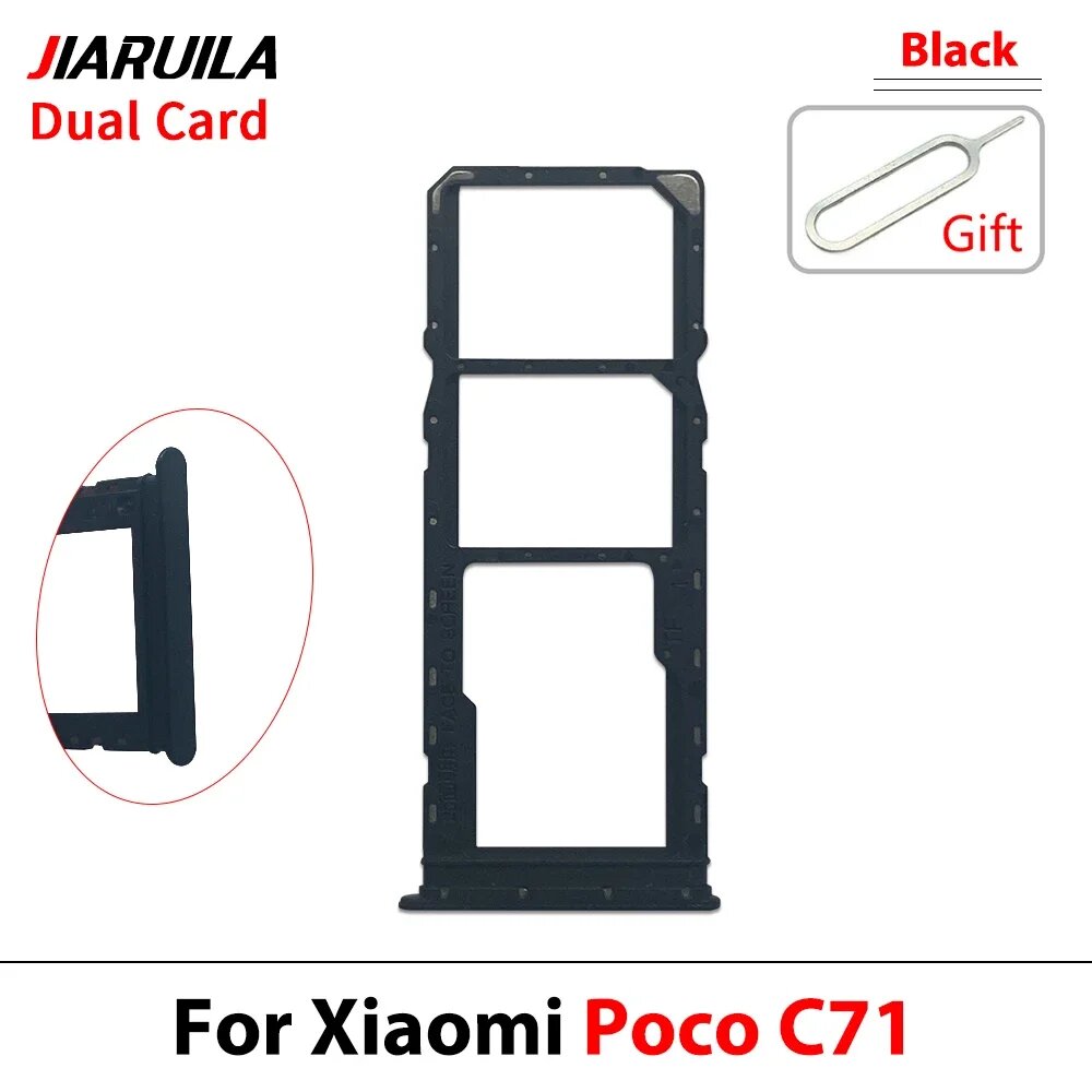Держатель/лоток для SIM-карты (адаптер) для Xiaomi Poco C71 Poco C71 Black