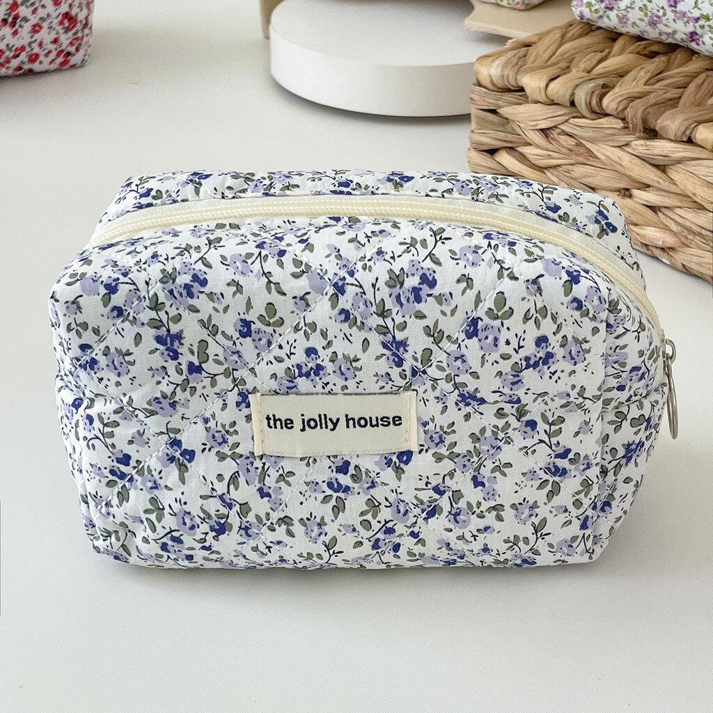 Косметичка для путешествий с бантом и бабочкой элегантный дизайн многоцветочный цветок для девочек синий