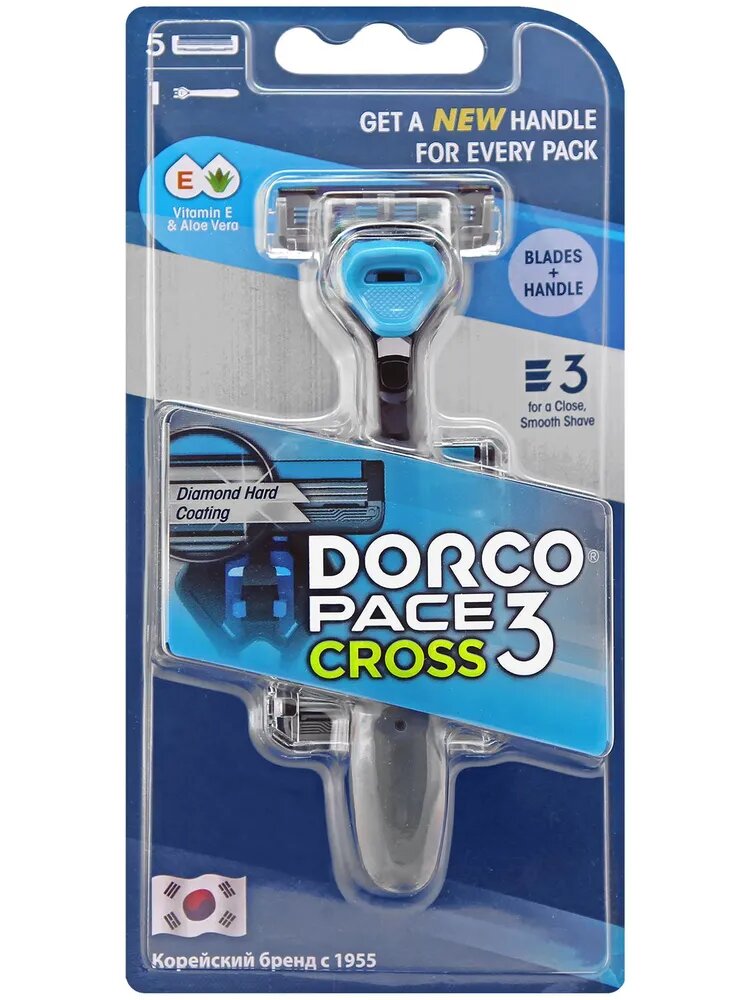 Dorco Cross3 Бритва (1 станок, 5 кассет), 3 лезвия