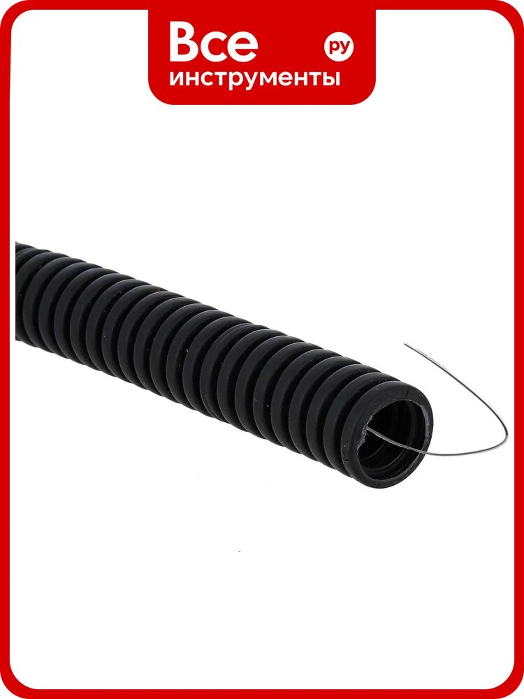 Гофрированная труба пвх с протяжкой EKF d16 мм (100 м) черная tg-z-16-100-black