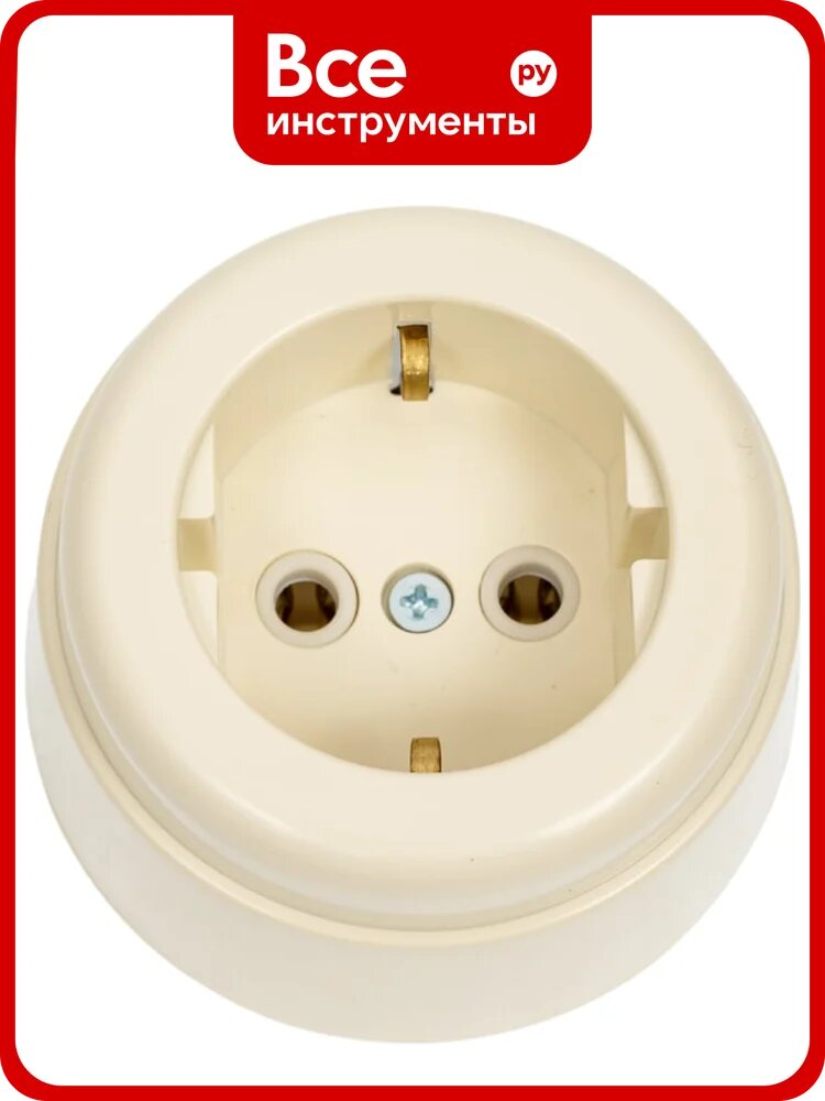 Розетка Interior Electric пластиковая с з/м серии "вектор" (слоновая кость)