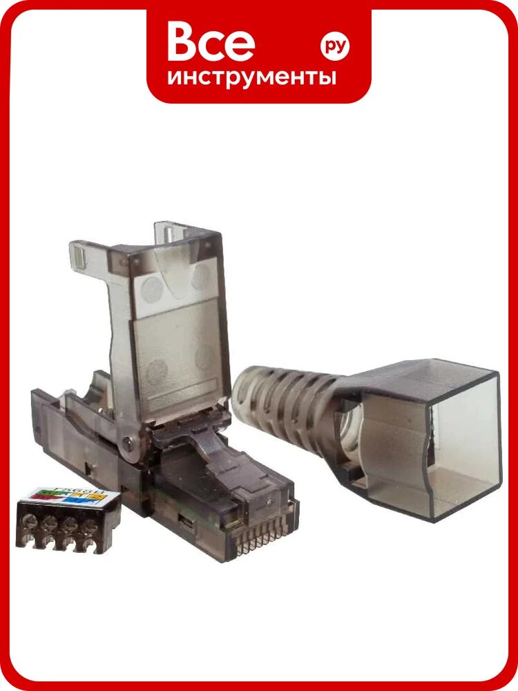 Коннектор SUPRLAN 8P8C UTP Cat.6A (RJ-45) безынструментальный (DIY) -1, полевых условиях, еврослотом