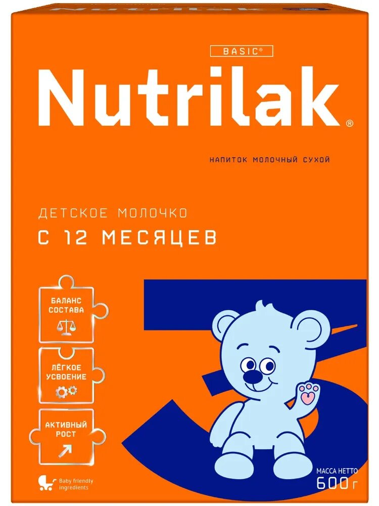 Молочко детское Nutrilak 3, с 12 месяцев, 600 г