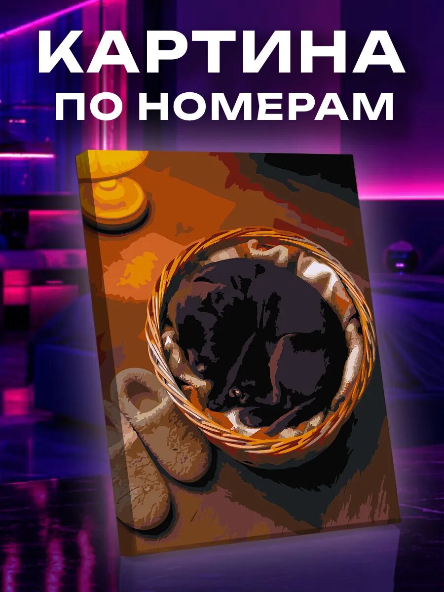 Картина по номерам черный щенок лабрадора