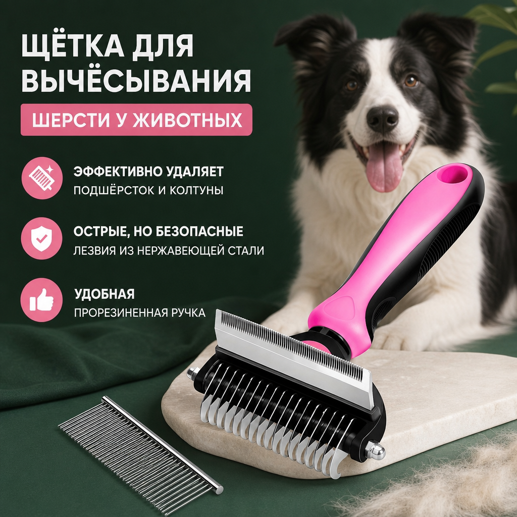 Фурминатор для вычесывания подшерстка кошек и собак, синий, профессиональный уход, удаление подшерстка