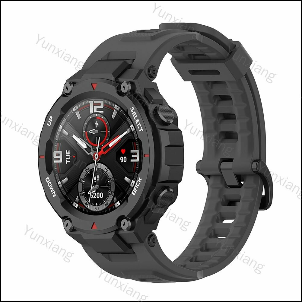 Силиконовый ремешок для часов Amazfit T-Rex и Amazfit T-Rex Pro, цвет тёмно-серый