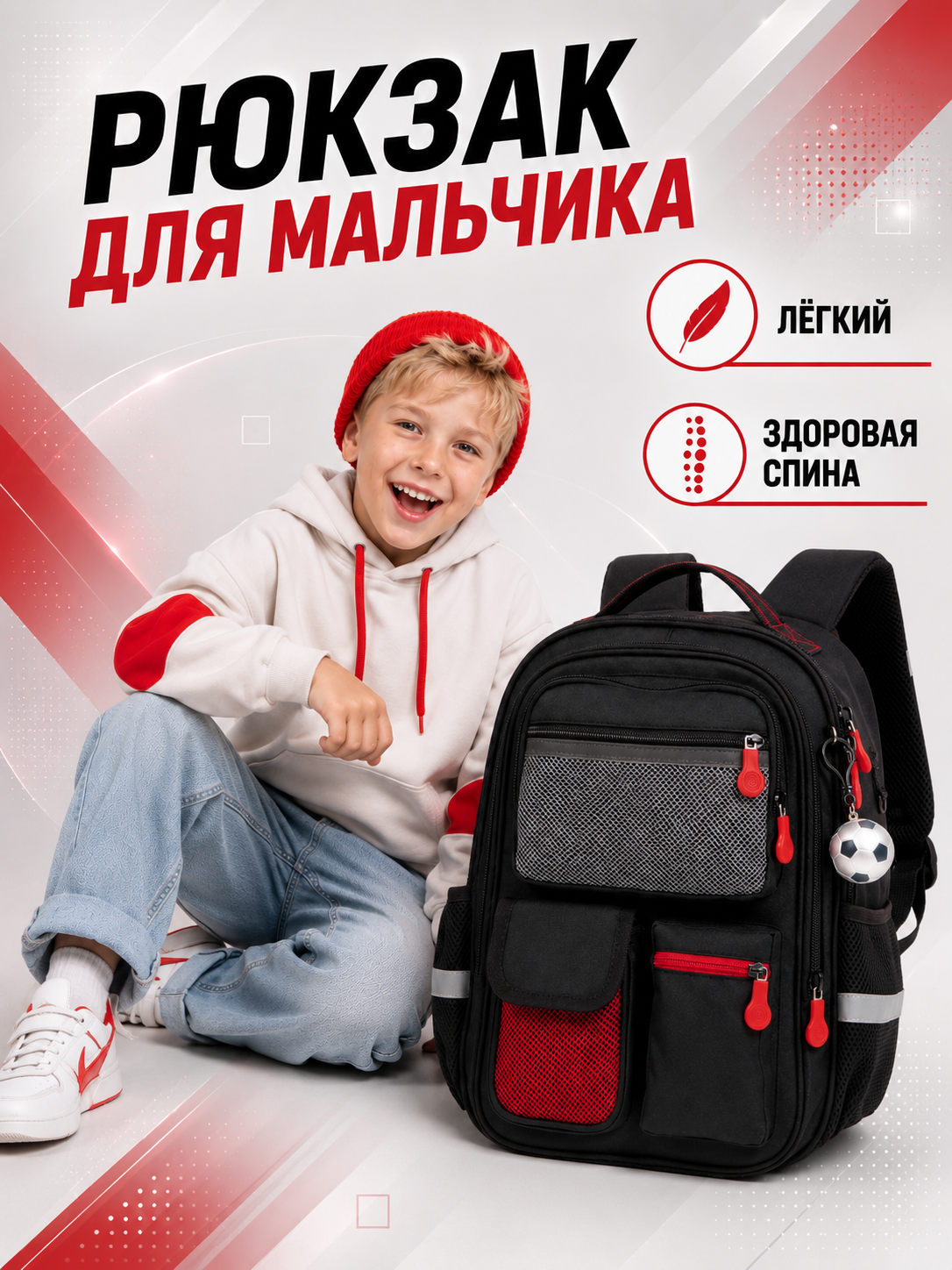 Рюкзак школьный для мальчика анатомическая спинка А4 Sunny Happy (Санни Хэппи)