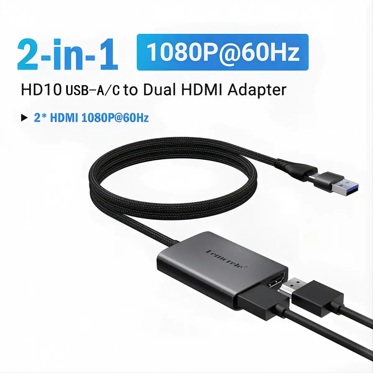 Lemorele Dual HDMI адаптер MST для Mac OS/Windows