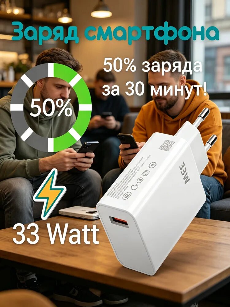 Быстрая зарядка 33 ватт, зарядное устройство для телефона, блок питания адаптер usb