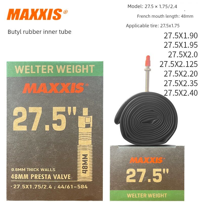 MAXXIS 27,5x1,75-2,4 дюймов внутренняя камера для горного велосипеда с французским клапаном, толщина 0,8 мм