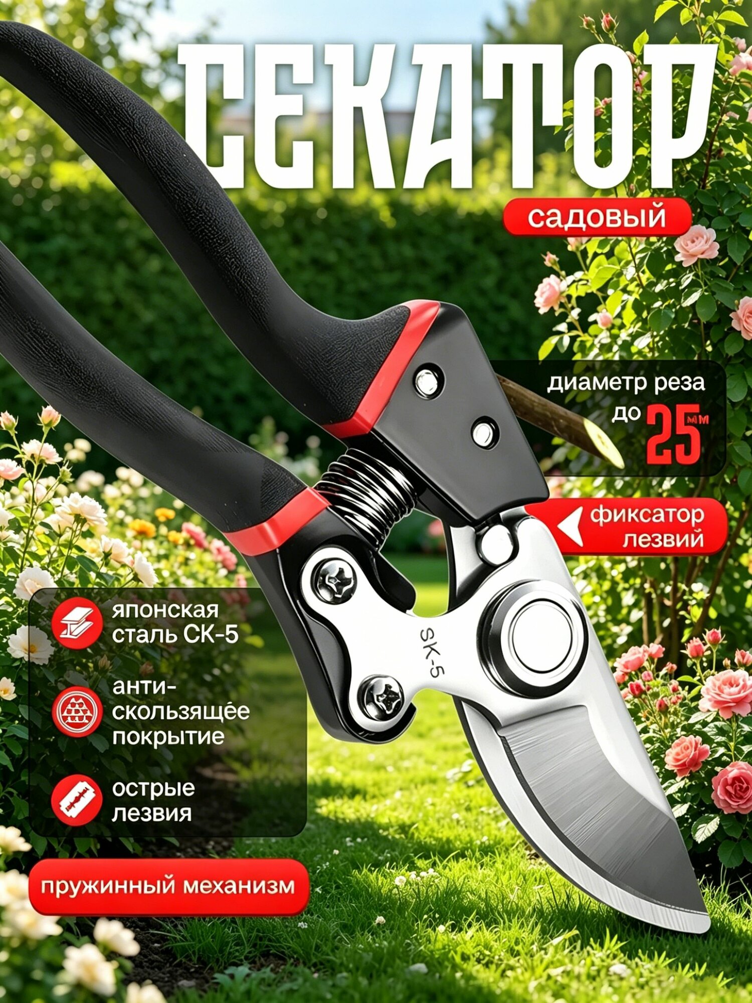 Секатор, Секаторы, Сталь SK5, Ручные секаторы, высоторезы, сучкорезы