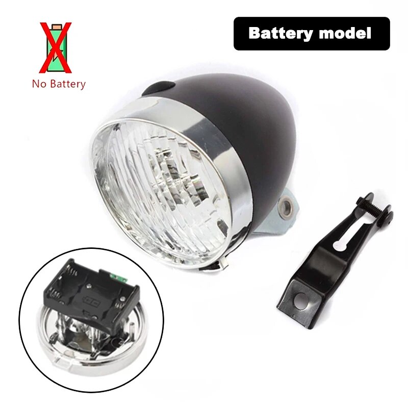 Винтажная велофара 3 LED, черная