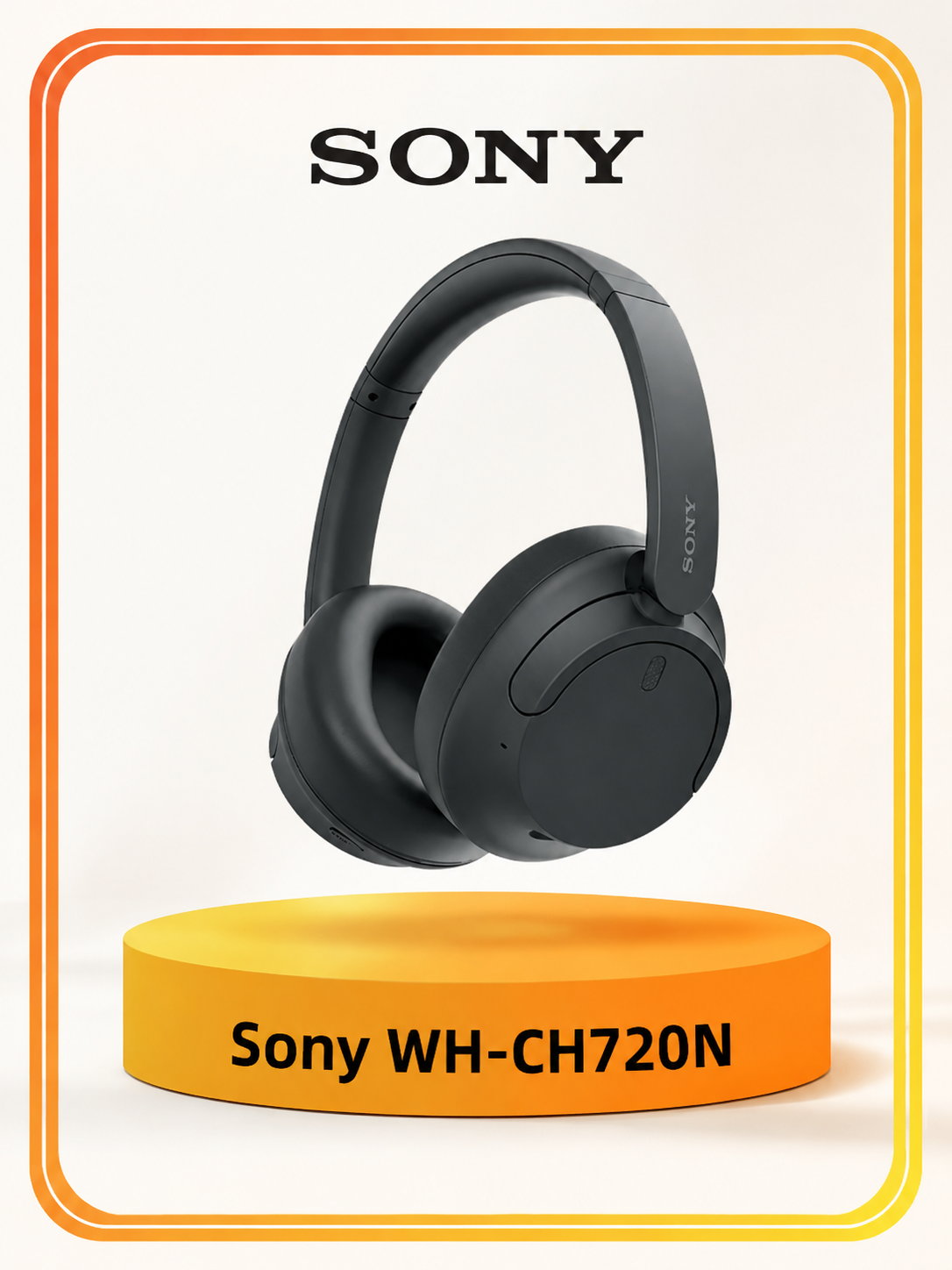 Sony Наушники беспроводные с микрофоном Sony WH-CH720N, Bluetooth, USB Type-C, черный, черный матовый