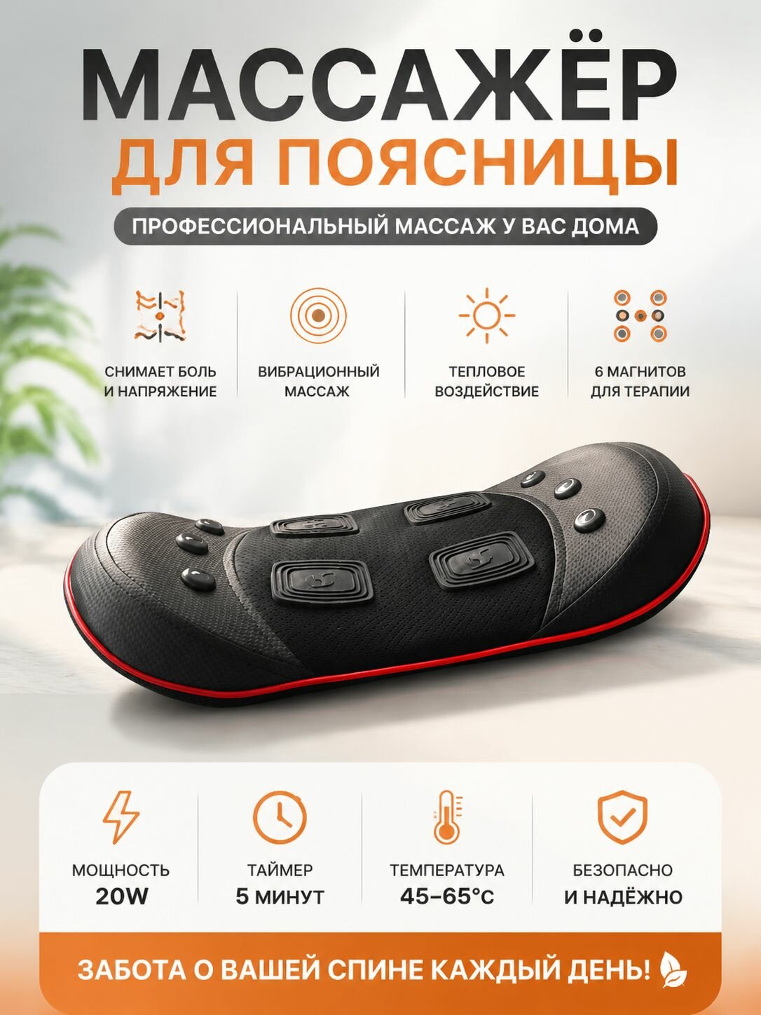 Микротоковый массажер для растяжки поясничных мышц с горячим компрессом для лечения грыжи поясничного диска для поясницы с подогревом микротоки при грыже диска