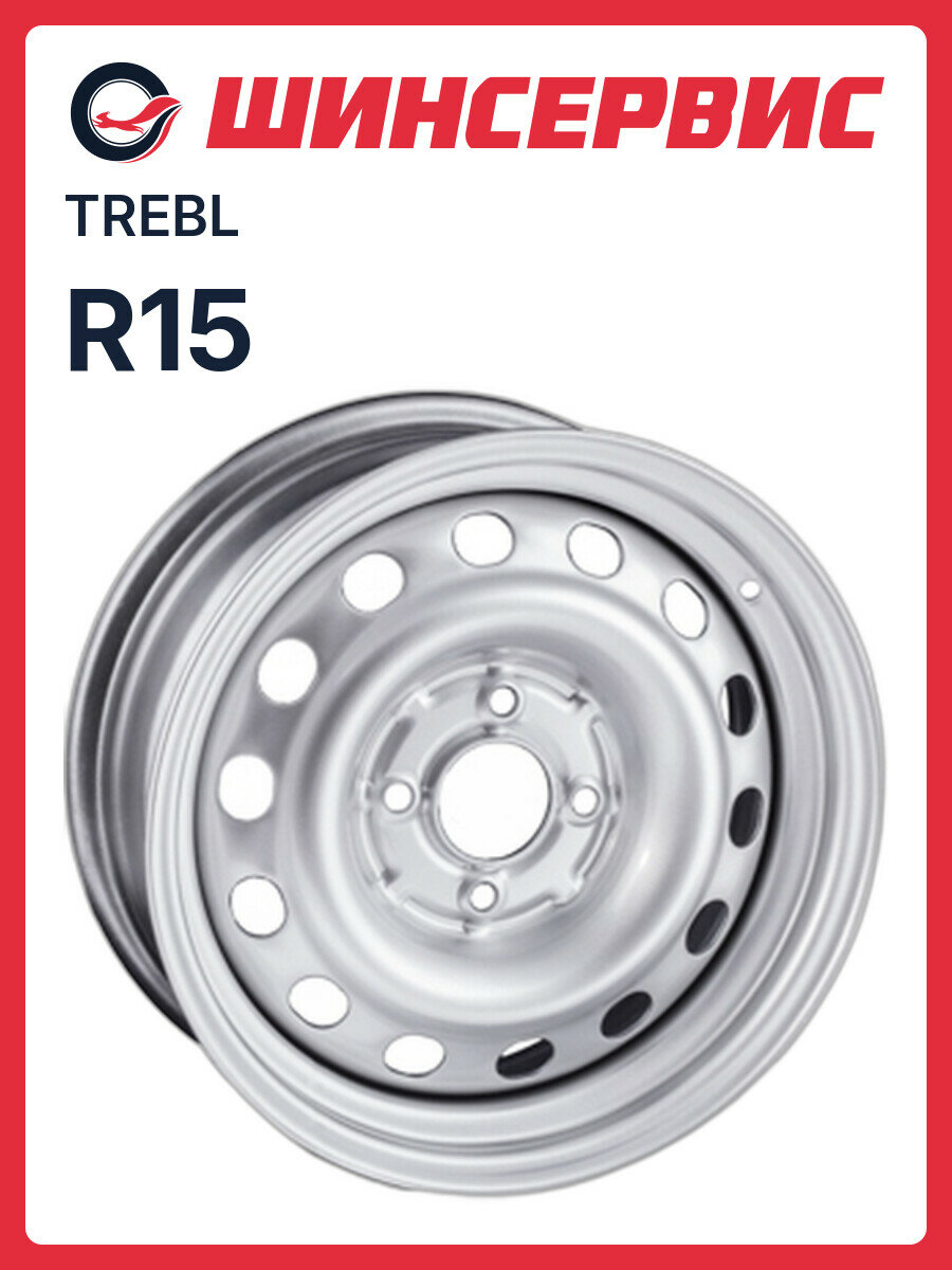Стальной колесный диск TREBL 64L35F R15x6J 5x110 ET35 ЦО65.1 для автомобиля