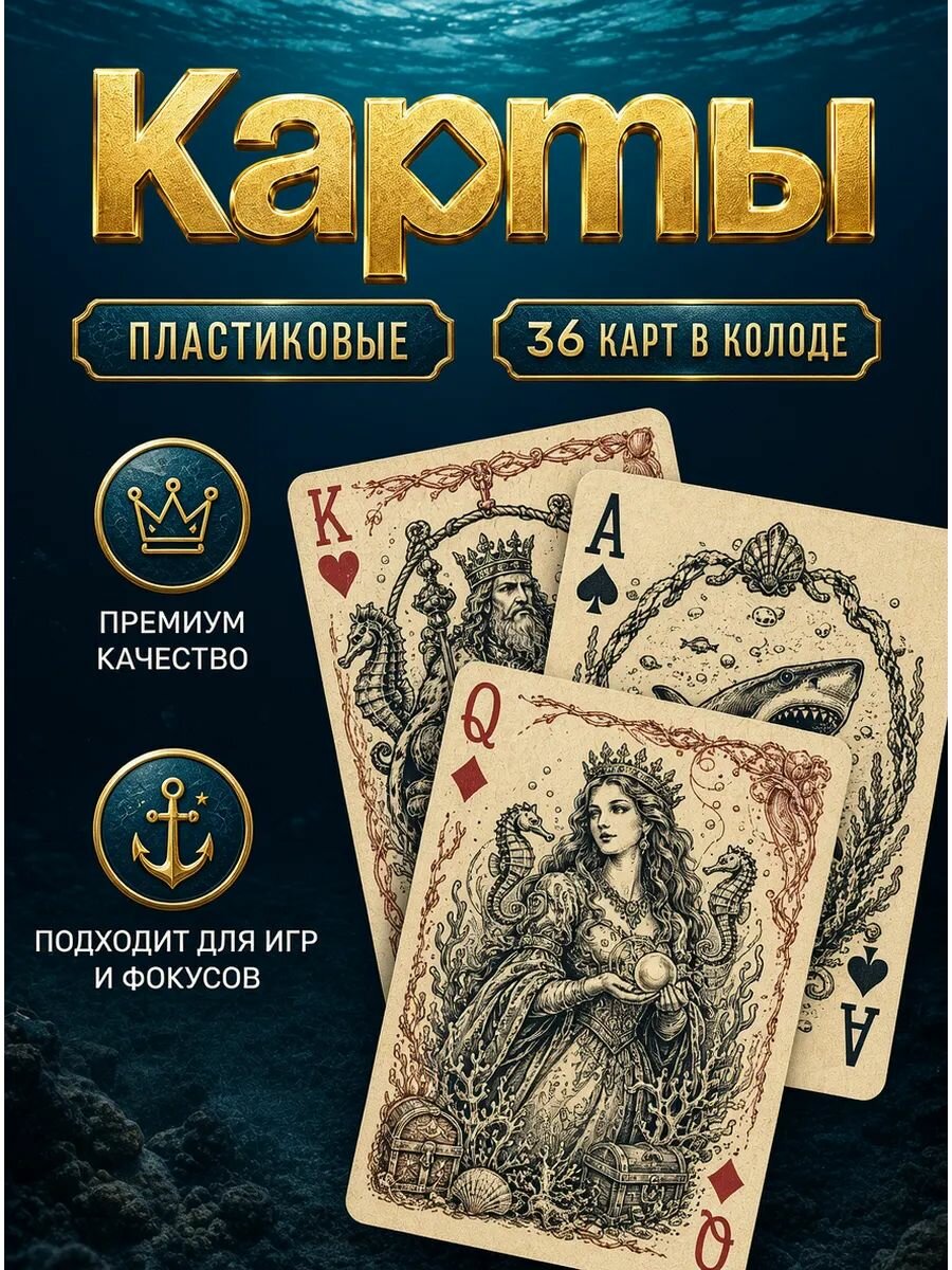 Карты игральные пластиковые Морская тематика