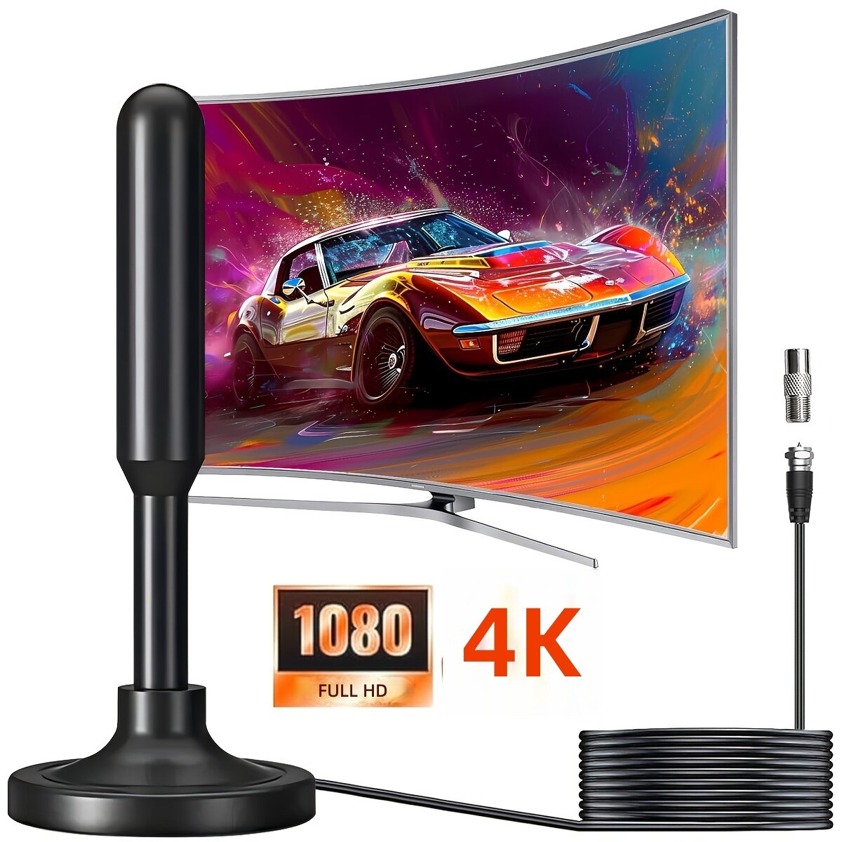 Всенаправленная телевизионная антенна 1080P 4K, USB, 150 миль, для помещений, высокая четкость, 2024, 5V, черная