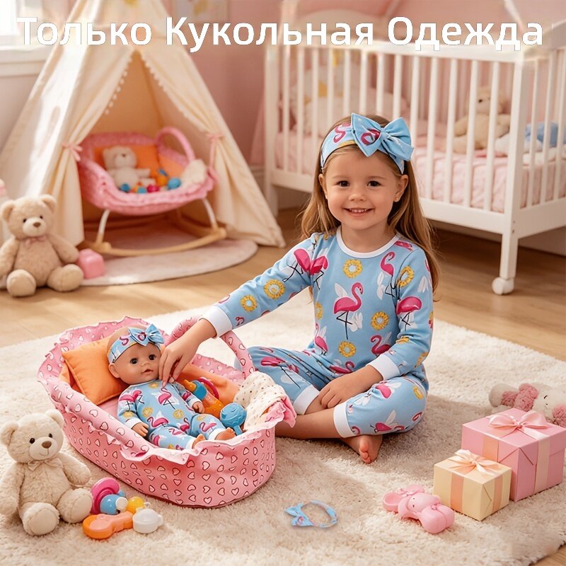 Комбинезон для куклы с бантом, для кукол 14-18 дюймов, цвет фламинго