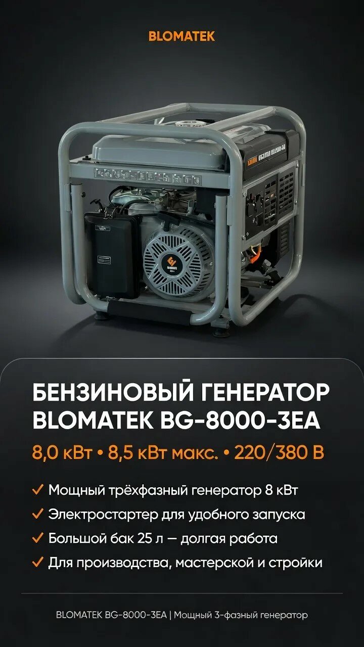 Бензиновый генератор BLOMATEK BG-8000-3EA
