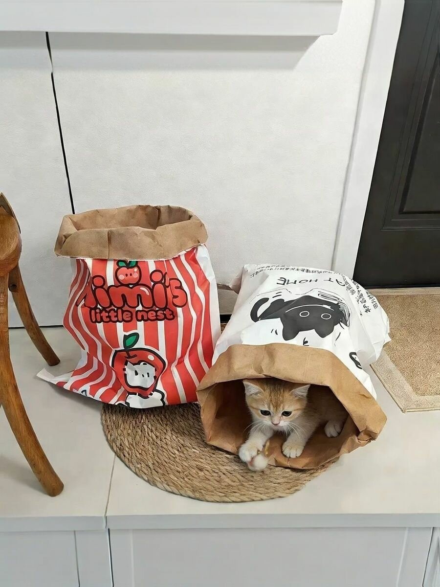 Вязаный игровой туннель-домик для кошек с дразнилкой, антистресс, для пряток и активных игр
