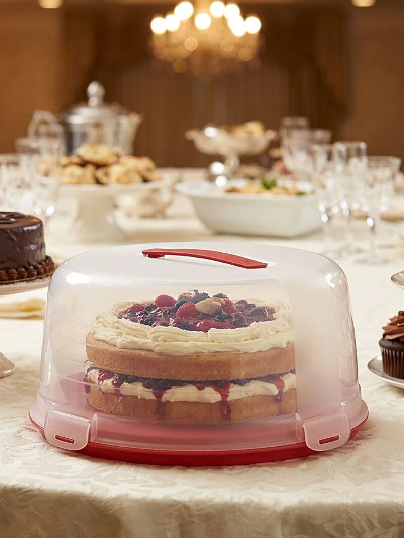 Тортовница CURVER CHEF & HOME 416, круглая, пластик, красная