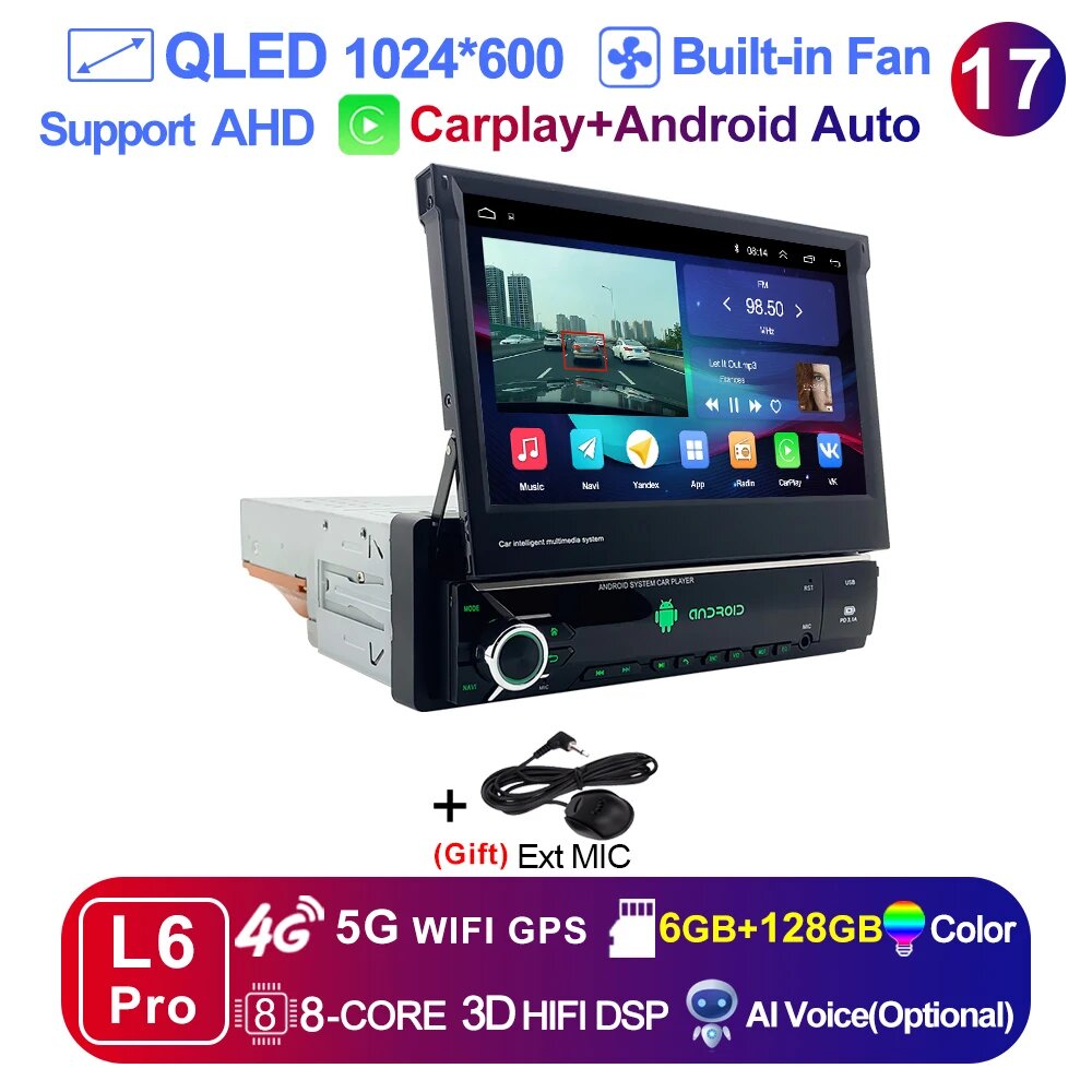 LEHX L6 1 Din Android 14 Авто Универсальный автомобильный радиоприемник 7 "QLED L6 Pro(6-128GB)