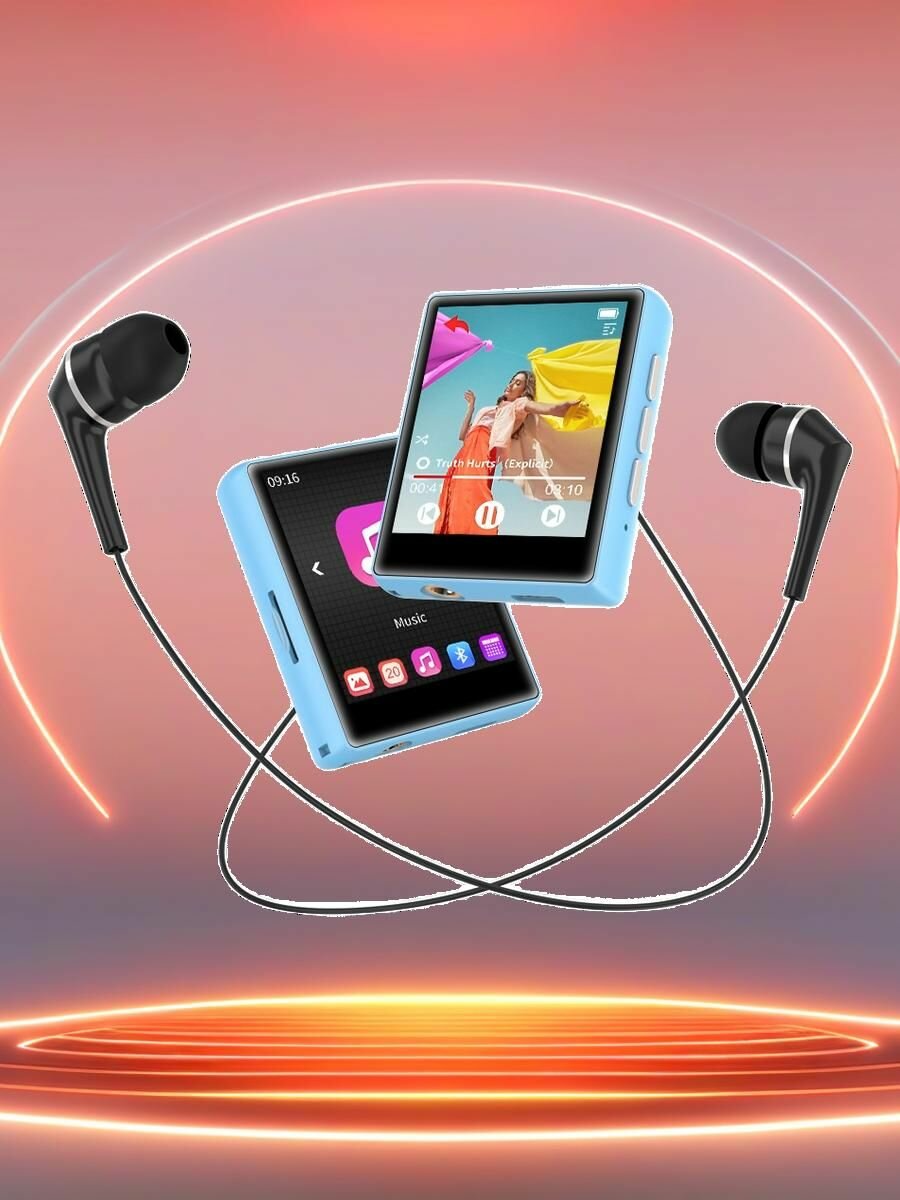 Diofox M5 MP3-плеер с Bluetooth 5.3/ 64 Гб Сенсорный экран/ 1,8-дюймовый музыкальный плеер с наушниками и антиизносная веревка, многофункциональный/ радио, Диктофон, Со слотом для карты памяти