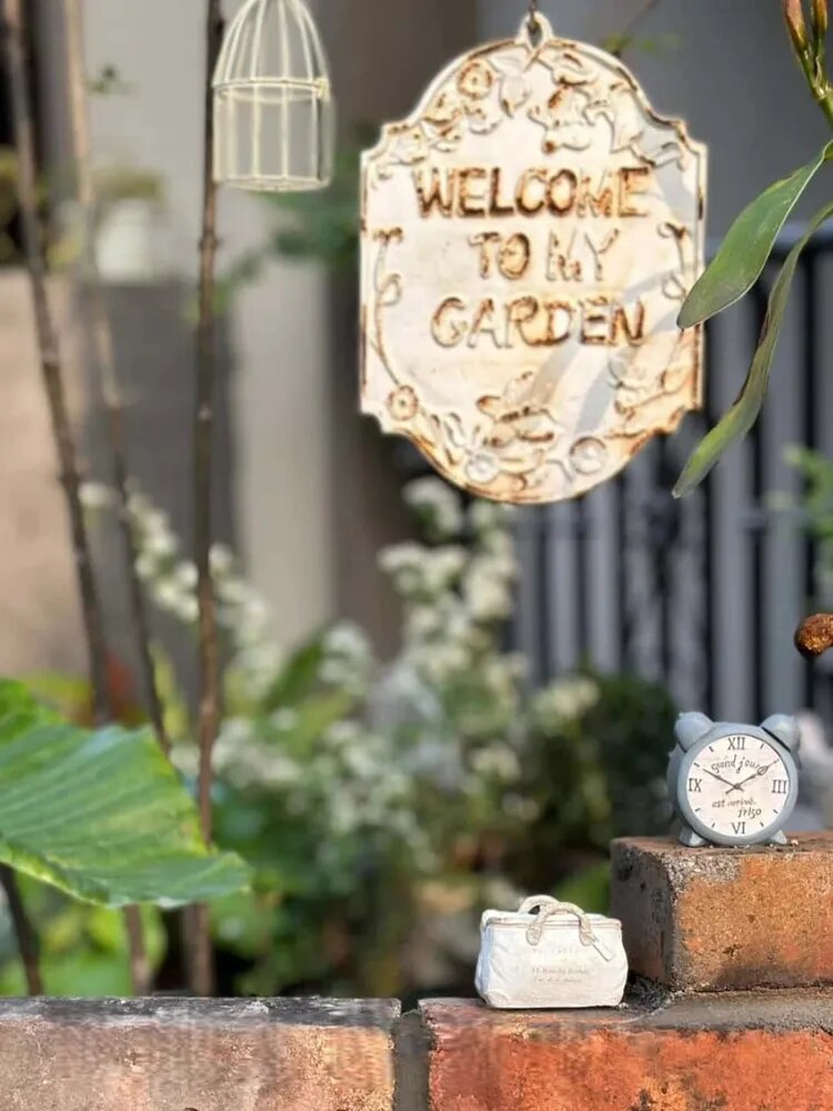 Чугунная табличка Декор для сада Welcome to My Garden, 26х19 см, Белый — фото 1