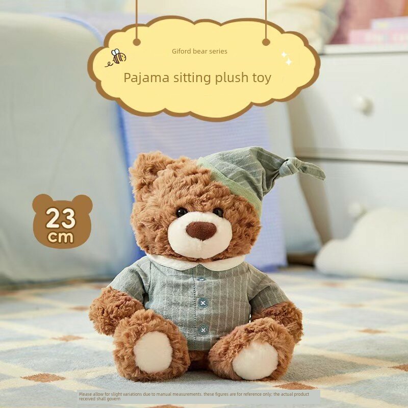 Плюшевая игрушка-медведь MINISO в комбинезоне, сидящий медведь в пижаме, подарок Пижама Giford Bear в сидячем стиле