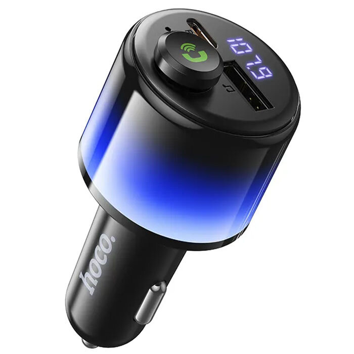 Автомобильный адаптер USB-C и USB-A FM трансмиттер Hoco E166 Black зарядка PD QC3.0 42W плеер BT - чёрный