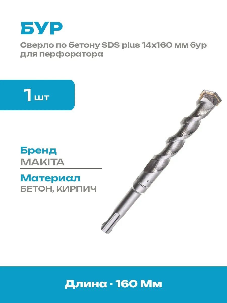 Бур по бетону SDS plus 14х160 мм бур для перфоратора 1 штука