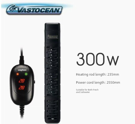 VASTOCEAN 300W Аквариумный Нагреватель для 150-300 л Воды, Умное Управление Температурой с Защитным Крышкой