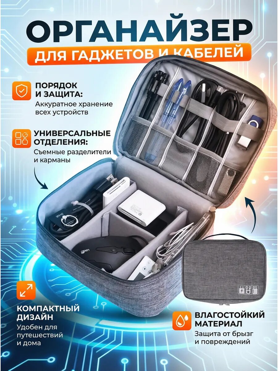 Сумка органайзер для кабелей и устройств