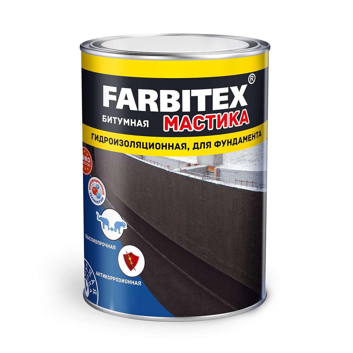 Мастика FARBITEX битумная, гидроизоляционная, 17 кг