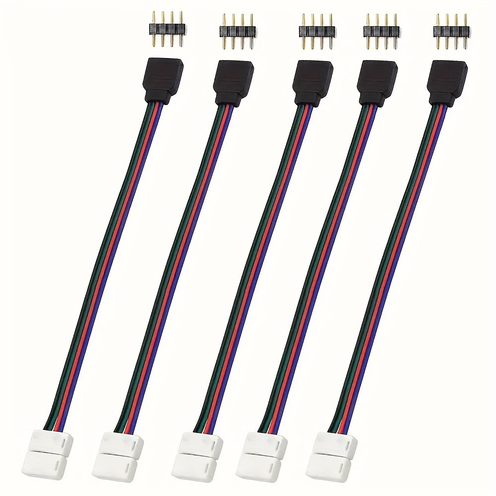 Коннектор для светодиодной ленты 4-pin, 1 см, без пайки, для лент 5050 RGB, 5 шт.